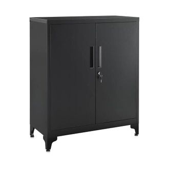 Songmics Caisson de Bureau, Placard Polyvalent, Armoire de Bureau &agrave; 2 Portes, Verrouillable, Meuble de Rangement en Acier, pour Bureau, Salon, Noir - Songmics