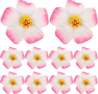 Pretyzoom 10 St&uuml;ck K&uuml;nstliche Hibiskusbl&uuml;ten Aus Polyester Tropische Hawaii Blumen Partydeko Strand Event Sommer Dekoration