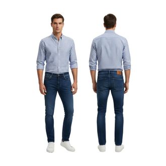 BRIGLIA 1949 Homme, Chemises, Bleu, Taille: XL Jean 5 poches