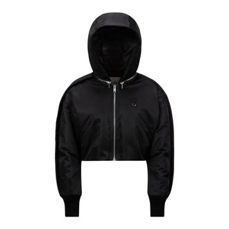 Moncler Satin Weave Daunenjacke mit Kapuze - - Jackets - Damen - Schwarzk - XS