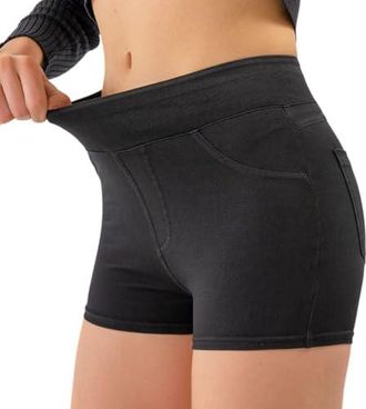 ORANDESIGNE Short en Jean Femme Skinny Sexy Slim Couleur Unie Casual Stretch Shorts Mini Pantalon Court Bermuda Chic &Eacute;lastiques Short Jean Taille Haute A Noir S