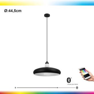 Eglo Suspension LED EGLO connect Tabanera-C, lampe suspendue &agrave; 1 ampoule, lampe suspendue en acier et verre en noir, blanc, changement de temp&eacute;rature de