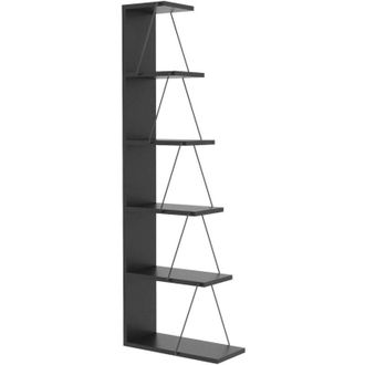 Dmora B&uuml;cherregal Mizar, B&uuml;roregal, Mobiler Buchhalter, B&uuml;cherbrett, 50x22h150 cm, Anthrazit und Schwarz, mit verst&auml;rkter Verpackung - Dmora