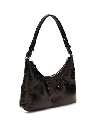 Maison Margiela Womens Small Glam Slam Hobo Shoulder Bag Black Lamb Ovis Aries