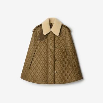 Burberry Cape Heath en coton matelass&eacute; &agrave; col en shearling, Size: XS/S