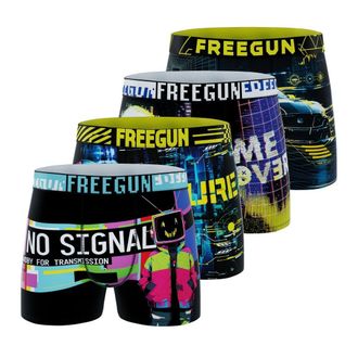 Freegun Freegun Boxershorts f&uuml;r Herren, Landschaft, weich & atmungsaktiv (4 St&uuml;ck), Schwarz/Gelb/Blau, L