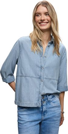 Street One Damen 3411795 Denim Bluse, Light Blue Washed, 46