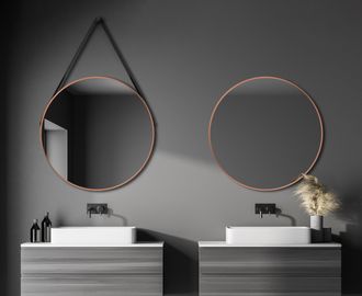 Talos Dekorativer runder Wandspiegel in Kupfer matt 80 cm