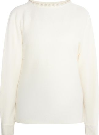 Usha Pullover mit Perlen Damen Wollwei&szlig;