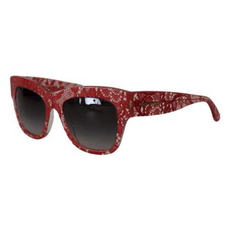 Dolce & Gabbana Femme, Accessoires, Rouge, Taille: ONE Size Lunettes de Soleil Rectangle en Dentelle Rouge