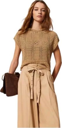 Twinset Femme, Pantalons, Beige, Taille: 40 FR Wide Pantalons