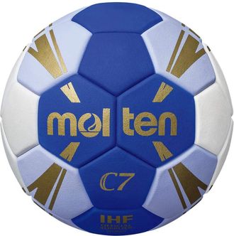 Molten H0C3500-BW Handball, Pro Trainingsball C7, Synthetik-Leder (TPU), geklebte Panels, IHF Gütesiegel, blau/weiß/Gold, Größe 0, Paketeinheit 18