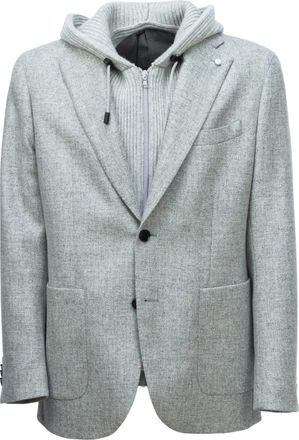 Luigi Bianchi Mantova Homme, Vestes, Gris, Taille: XL Blazer in lana inserto in maglia