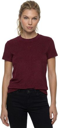 Guess Stehkragenshirt SS LICIA MOCK NK TOP mit Strass-Logo, Viskosemix