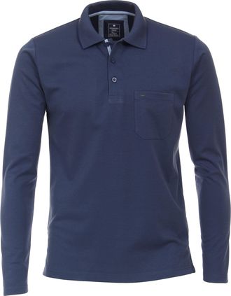 Redmond Polo-Shirt Langarm Uni nah 100 blau 3XL