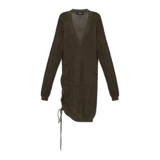 Dsquared2 V-Ausschnitt Kleid in Midi-L&auml;nge mit Kordelzug - - Dresses - Damen - Gr&uuml;n - XS