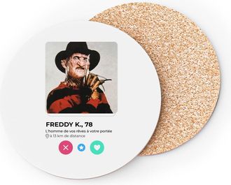 Fabulous Untersetzer aus Kork - Freddy K. Horrorfilm Social Network Treffen Liebe - 1 Einheit (95 x 95 mm)