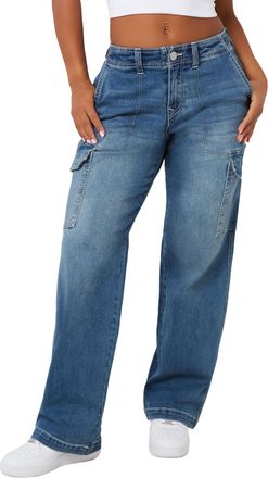 True Religion Damen Sn Cargo Denim Pant Jeans, Mittelgroß, winterlich, 25