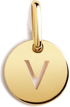 Singularu Mini Medallion Letter. Sterlingsilber mit 18 Kt Vergoldung. Schmuck für Damen. Buchstabe V