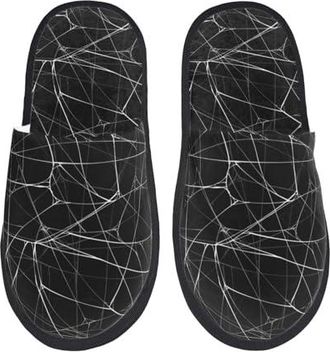 Generic Hiver Pantoufles Toile DAraign&eacute;e Noire R&eacute;aliste Et Cool Cozy Pantoufles De Voyage Doux Chaussons Invit&eacute;s Pour Femmes Camping H&ocirc;tel L