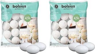Bolsius 103632053702 Bougie flottante, cire de paraffine Blanc, 4.5cm l x 4.5cm w X 3cm h Sans parfum (Lot de 2)