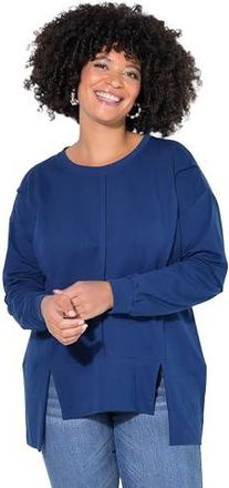 Angel Of Style Femme Grandes Tailles Sweat-Shirt avec d&eacute;coupe &agrave; la Base et Coutures Fantaisie, Coupe Loose Fit Bleu fonc&eacute; 62 848281750-60