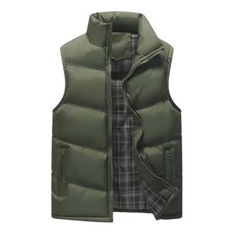 Generic Gilet rembourré pour homme avec col montant et col montant sans manches, Olive Drab, 3XL