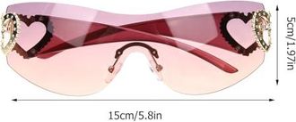 Valiclud Lunettes de Soleil sans Monture en Forme de Coeur Femme Lunettes d&Eacute;t&eacute; Violettes L&eacute;g&egrave;res et Confortables pour Ext&eacute;rieur Protection UV Style R&eacute;tro Ann&eacute;e