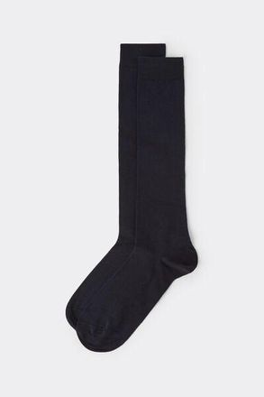 Calzedonia Lange Herrensocken Aus Elastischer Baumwolle Blau