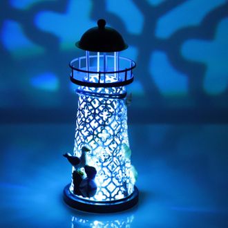 Pretyzoom UKCOCO Leuchtturm Kerzenhalter aus Eisen Mediterrane Tischdekoration f&uuml;r Wohnzimmer und B&uuml;ro Warmes Licht f&uuml;r Romantische Atmosph&auml;re und Geschenkidee 