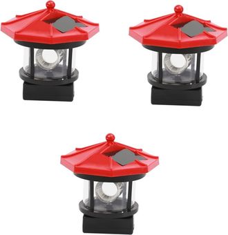 OSALADI 3Pcs Drehbare Rote Praktische Au&szlig;enhausrasen-Dekorationslampe Im Freien Gef&uuml;hrte Beleuchtungsverzierung Angetriebene Gradgartendekore Die F&uuml;r Lichtwer