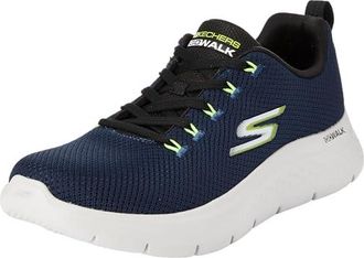 Skechers Homme Go Walk Flex Vespid Basket, Navy and Lime Textile, 43.5 EU
