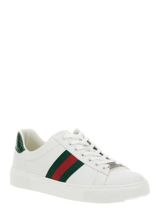 Gucci Womens Low-Top Sneakers Ace White Leather Trainers