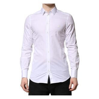Dolce & Gabbana Wei&szlig;es Gold Langarm Formelles Hemd - - Shirts - Herren - Wei&szlig; - S