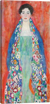 Posterlounge Porträt von Fräulein Lieser Leinwandbild von Gustav Klimt 20 x 40 cm Orange Wandbilder Wanddeko