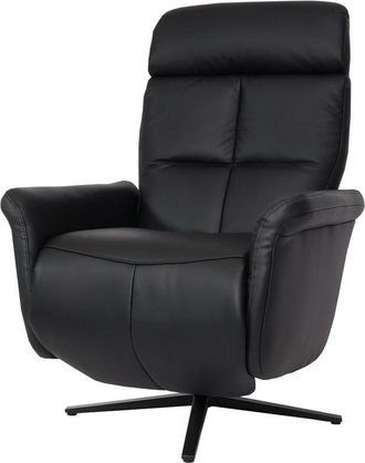 Hhg Relaxsessel HHG 378, Design Fernsehsessel TV-Sessel Liegesessel, Liegefunktion drehbar, Voll-Leder schwarz