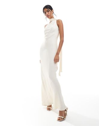 Maids to Measure Bridesmaid - Maxikleid in zartem Elfenbeinwei&szlig; mit One-Shoulder-Schaltr&auml;ger