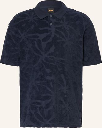 HUGO BOSS Frottee-Poloshirt Flower blau