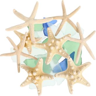 BESTOYARD Natürliche Meeresschmuck mit Echtem Seestern und Meer Glas Bunte Glasstücke als Vase Füller Vielseitige Sommer Dekoration für Aquarium Basteln und Woh