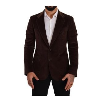 Dolce & Gabbana Slim Fit Coat Logo Blazer - - Jackets - Herren - Braun - L