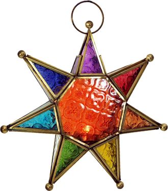 Guru Shop Orientalischer Glas Stern in Marrokanischem Design, Glas Laterne, Modell 4, 27x27x5 cm