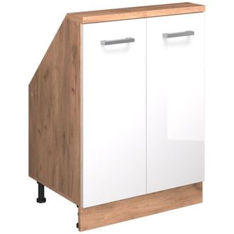 Vicco Armoire sous pente de toit Rion, Ch&ecirc;ne dor&eacute;/blanc brillant, avec 2 portes, Vicco