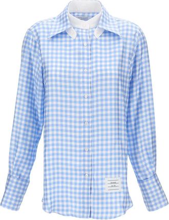 Thom Browne Femme, Blouses et Chemises, Bleu, Taille: 36 FR Chemise Modulaire Coupe Droite