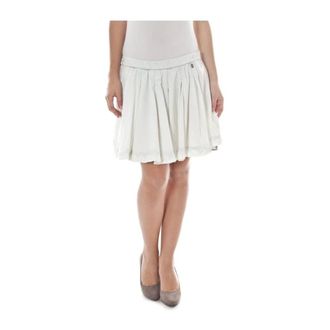 John Galliano Femme, Jupes, Blanc, Taille: 44 FR Jupe Courte en Coton Fermeture Éclair Latérale