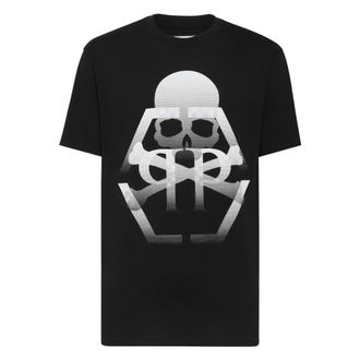 Philipp Plein T-Shirt Rundhals Kurzarm Skull & Bones - - Tops - Herren - Schwarzk - S