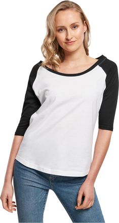 Build Your Brand Ladies 3/4 Contrast Raglan Tee Mehrfarbig White/Black XXL