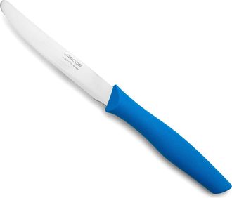 Arcos Tischmesser Serriert - Edelstahlklinge 110 mm - Ergonomischer Polypropylen-Griff Blau - Pr&auml;ziser Schnitt - Serie Nova