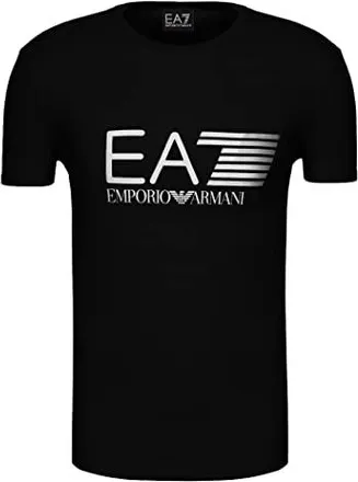 Emporio Armani T-shirt EA7 pour homme 3ZPT62 PJ03Z, manches courtes, col rond, Noir, Large