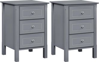 Yaheetech 2er Set Nachttisch Moderner Nachtschrank Nachtkommode Couchtisch mit 3 Schubladen Nachtkonsole Sofatisch für Boxspringbett, 40 x 40 x 60 cm