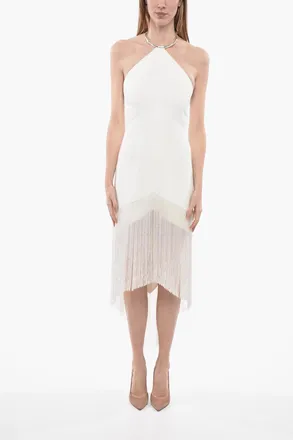 Jil Sander Halterneck Dress with Beaded Fringes Jil Sander